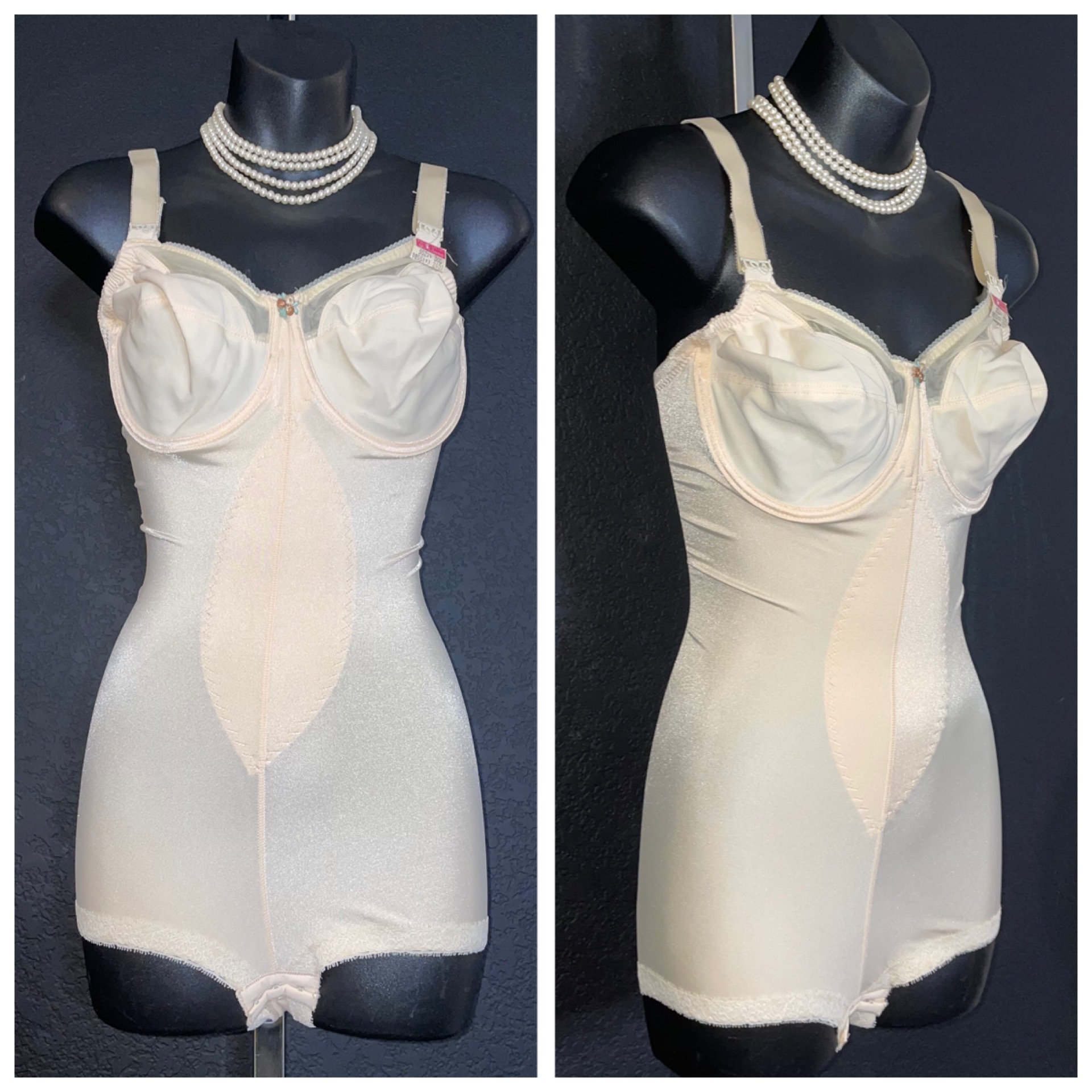Newold Stock Vintage 1970s Goddess Beige Body Shaper Girdle W Tag 36c Pink Girl Vintage